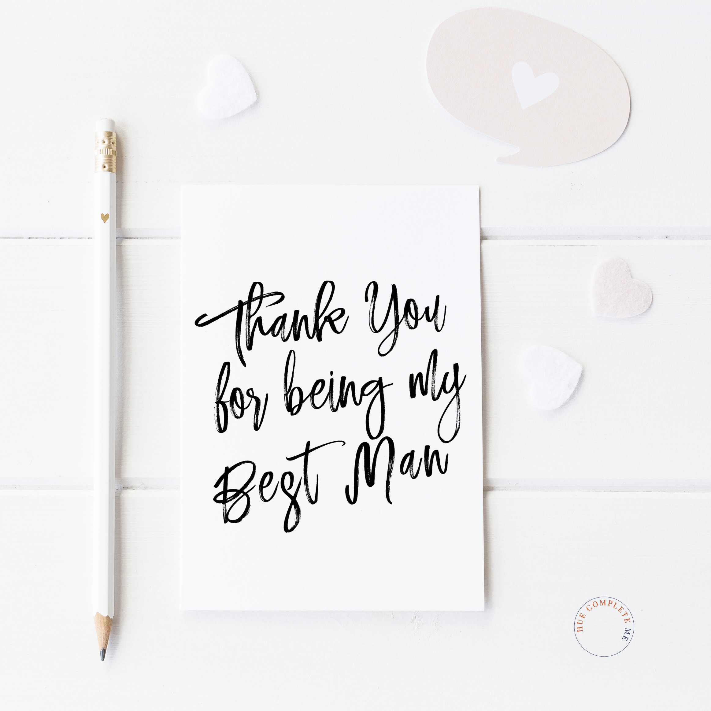 Thank You for Being My Best Man Best Man Thank You Card Thank You to My ...