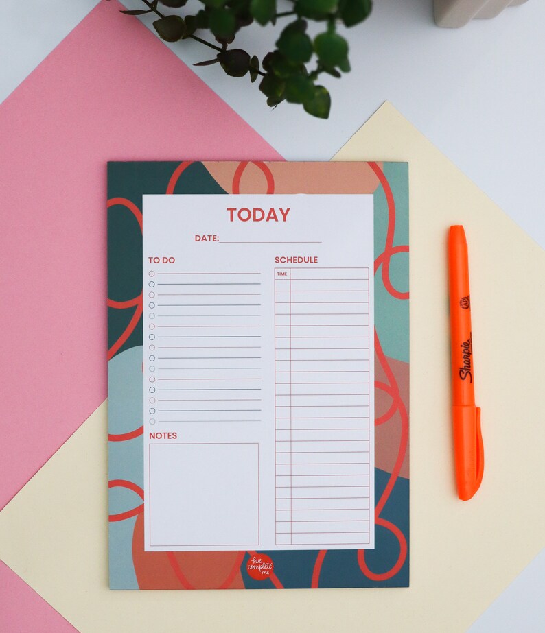 Bright Squiggle Daily Planner Pad A5 Planner Hourly Planner Notepad ...