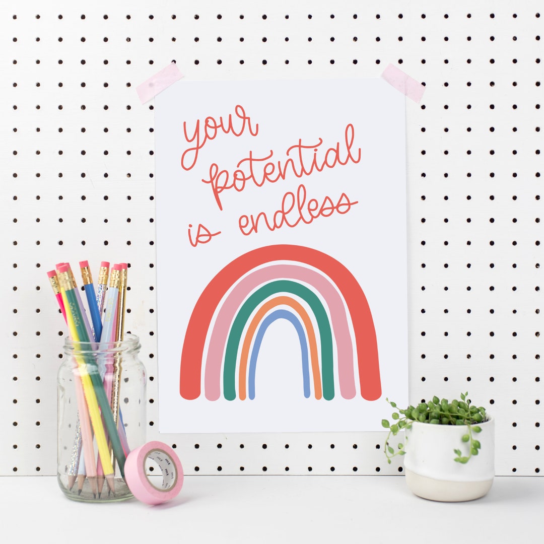 Your Potential is Endless Motivational Art Print Dorm Decor Home Office ...