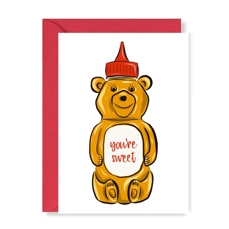 You're Sweet Honey Bear Card Cute Thank You Card Cute Love | Etsy