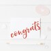 Congrats, Red Calligraphy Congratulations Card,red Congratulations Card ...