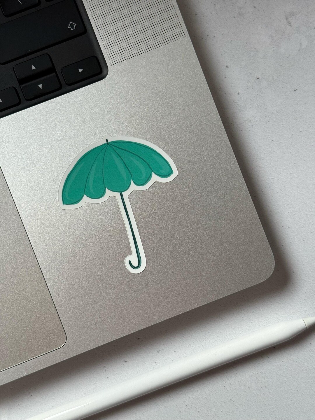 Umbrella Sticker Teal Illustrated Umbrella Vinyl Sticker for Laptops ...