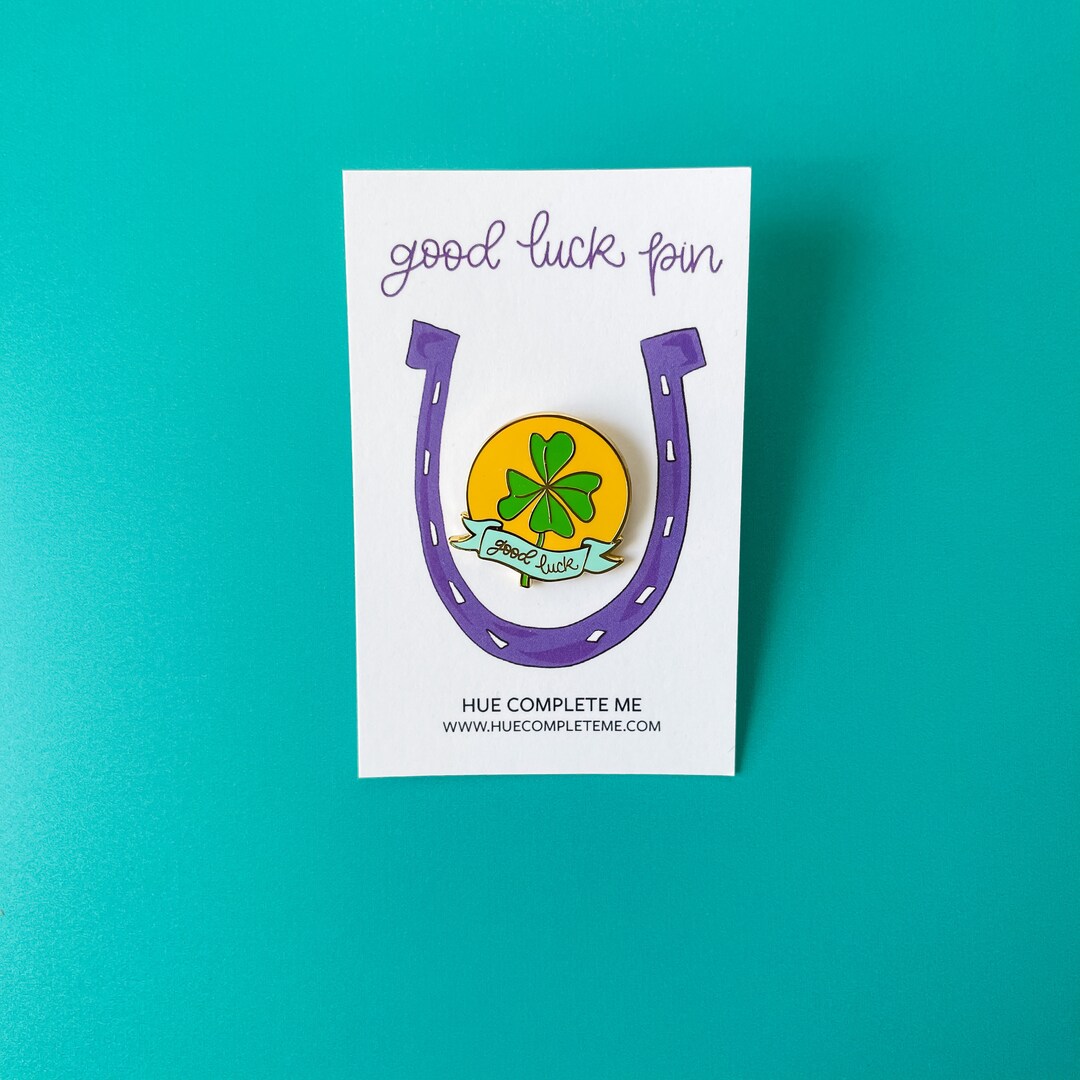 Good Luck Pin Lucky Clover Pin Badge Lucky Pin Good Luck Charm Gift ...