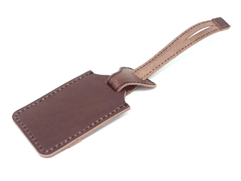 Leather Luggage Tags Simple Brown Leather Bag Tag for | Etsy