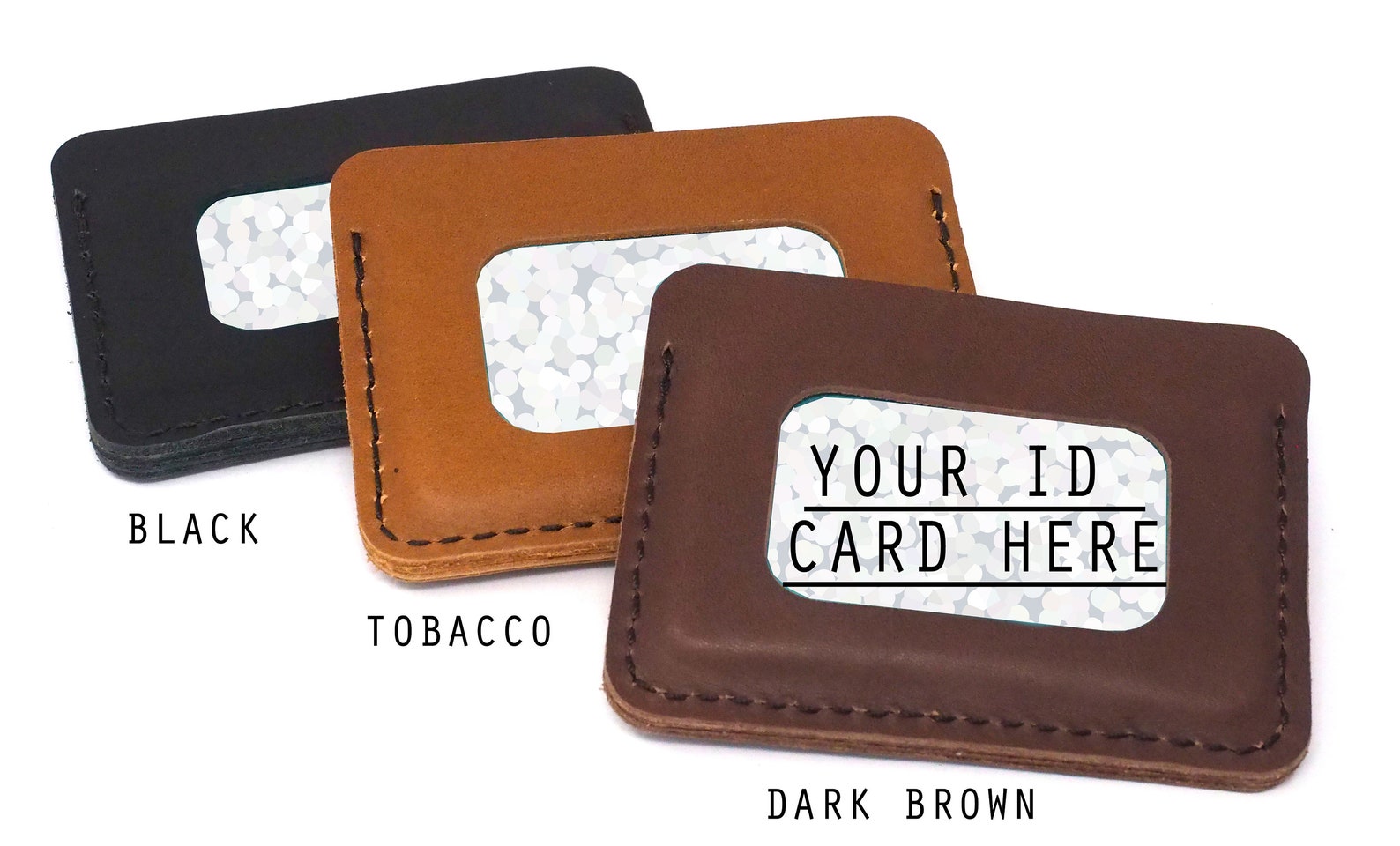 Leather ID Wallet Identification Card Wallet Mens Minimalist | Etsy