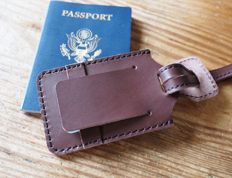Leather Luggage Tags Simple Brown Leather Bag Tag for | Etsy