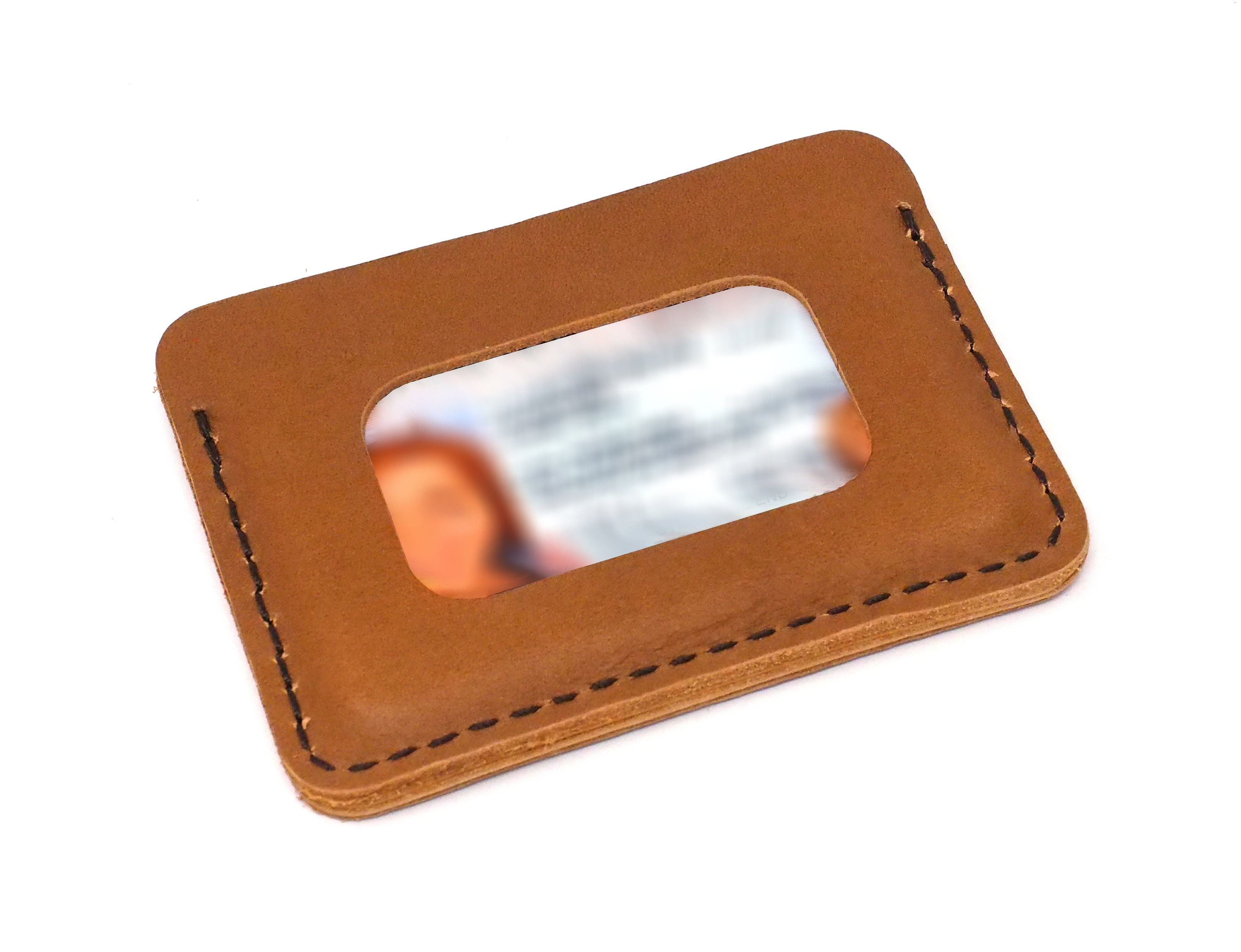 Leather ID Wallet Identification Card Wallet Mens Minimalist | Etsy