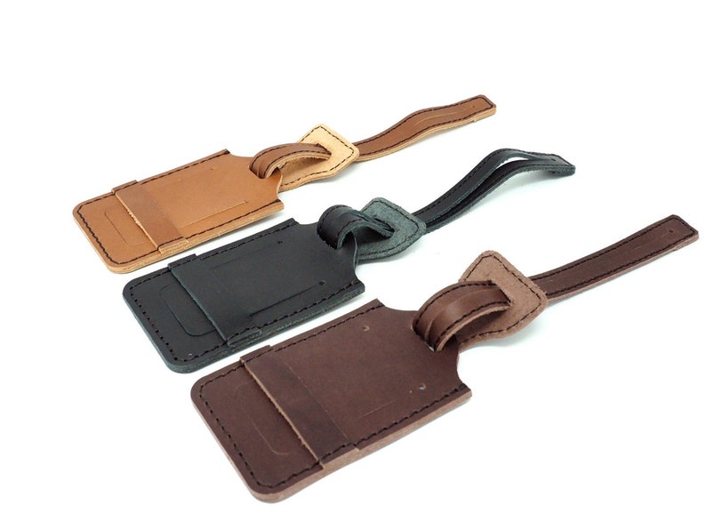 Leather Luggage Tags Simple Brown Leather Bag Tag for | Etsy