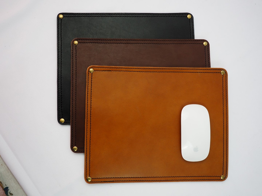 Leather Mouse Pad, Brown Veg Tan Leather Mousepad, Leather Desk Pad ...