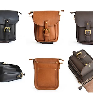 EDC Messenger Bag, Mens Leather Crossbody Bag | Black & Brown Leather ...