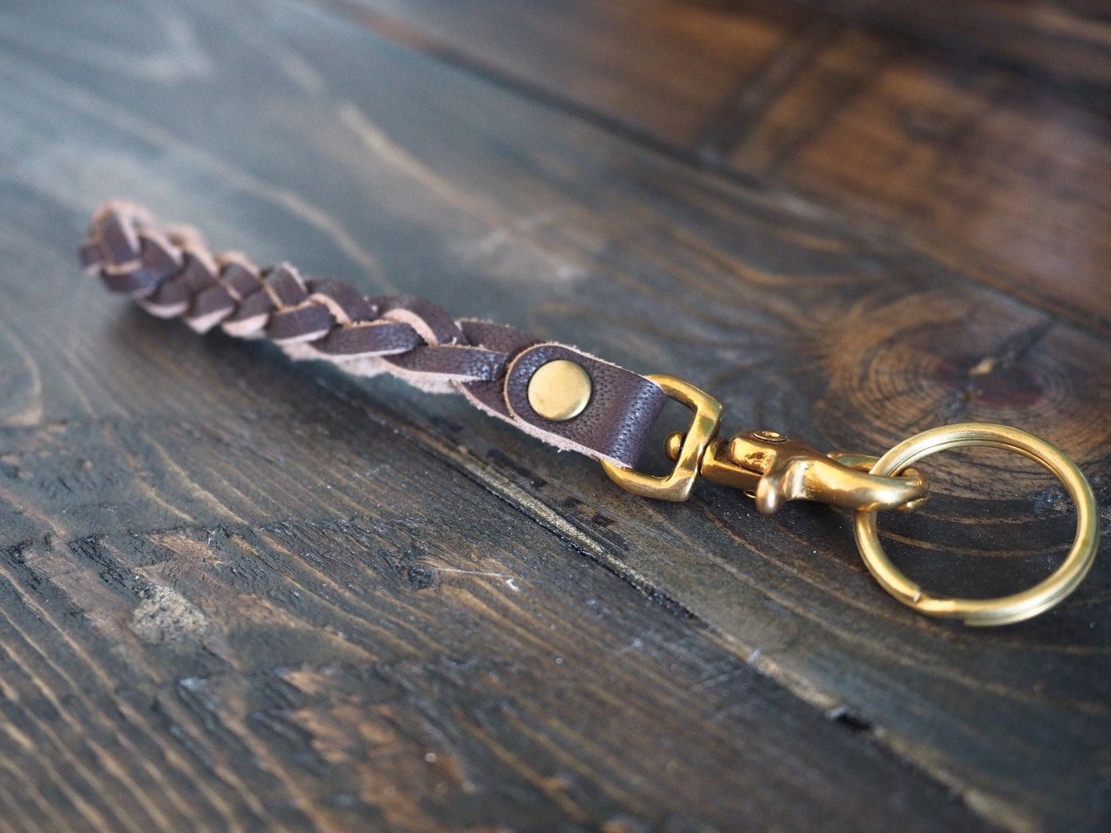 Braided Leather Keychain Leather Braid Key Fob Mens Key Ring - Etsy