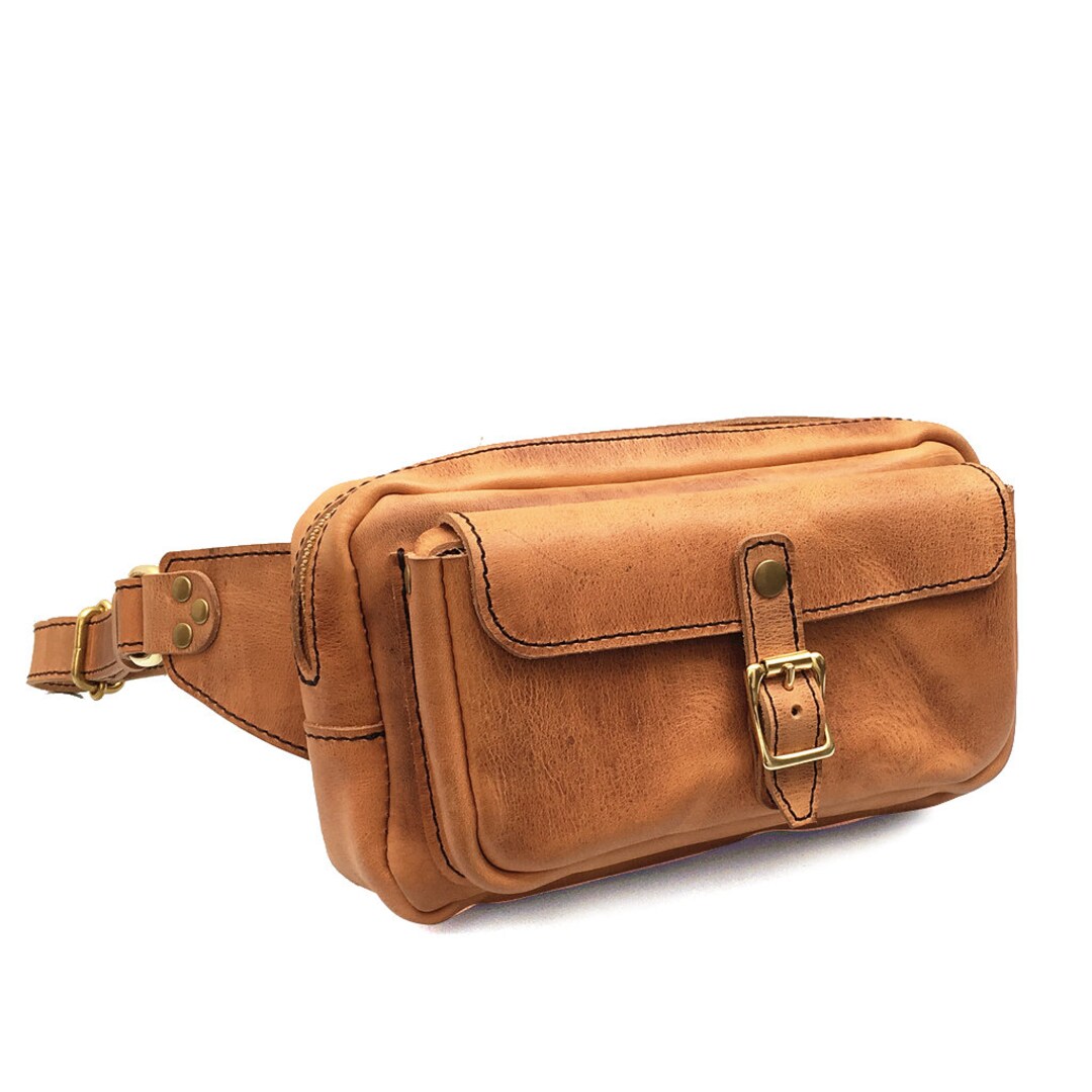 Waist Bag (aka Fanny Pack), Veg Tan Leather Fanny Pack, Leather Waist ...