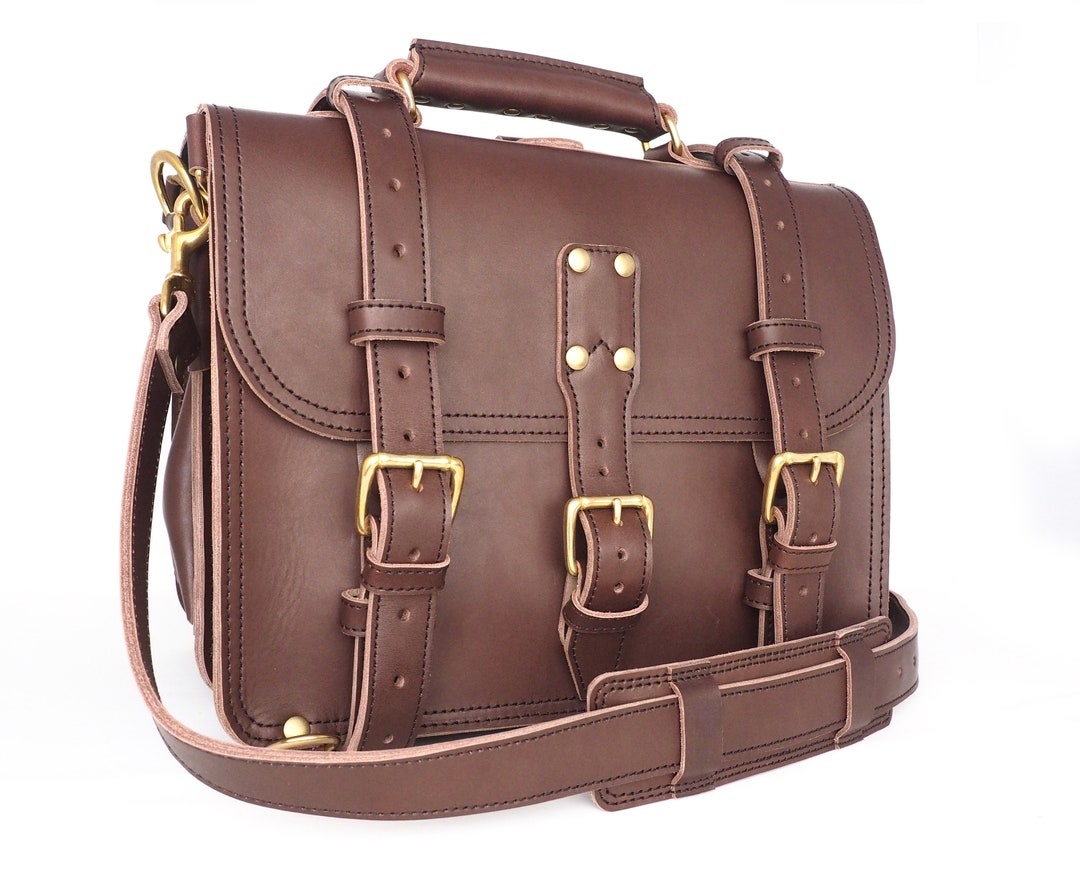 Heavy Duty Leather Double Space Briefcase, Veg Tan Leather Briefcase ...