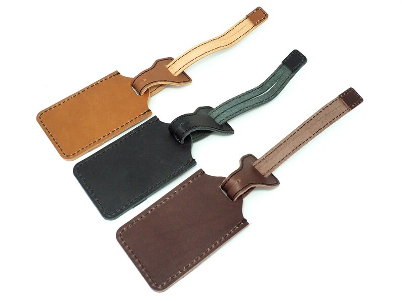 Leather Luggage Tags Simple Brown Leather Bag Tag for | Etsy