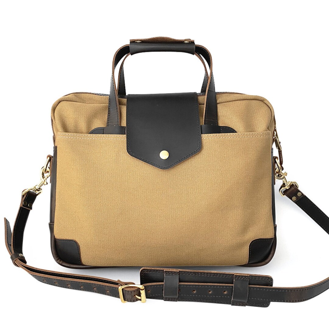 Explorer Briefcase Canvas Briefcase Canvas & Leather - Etsy