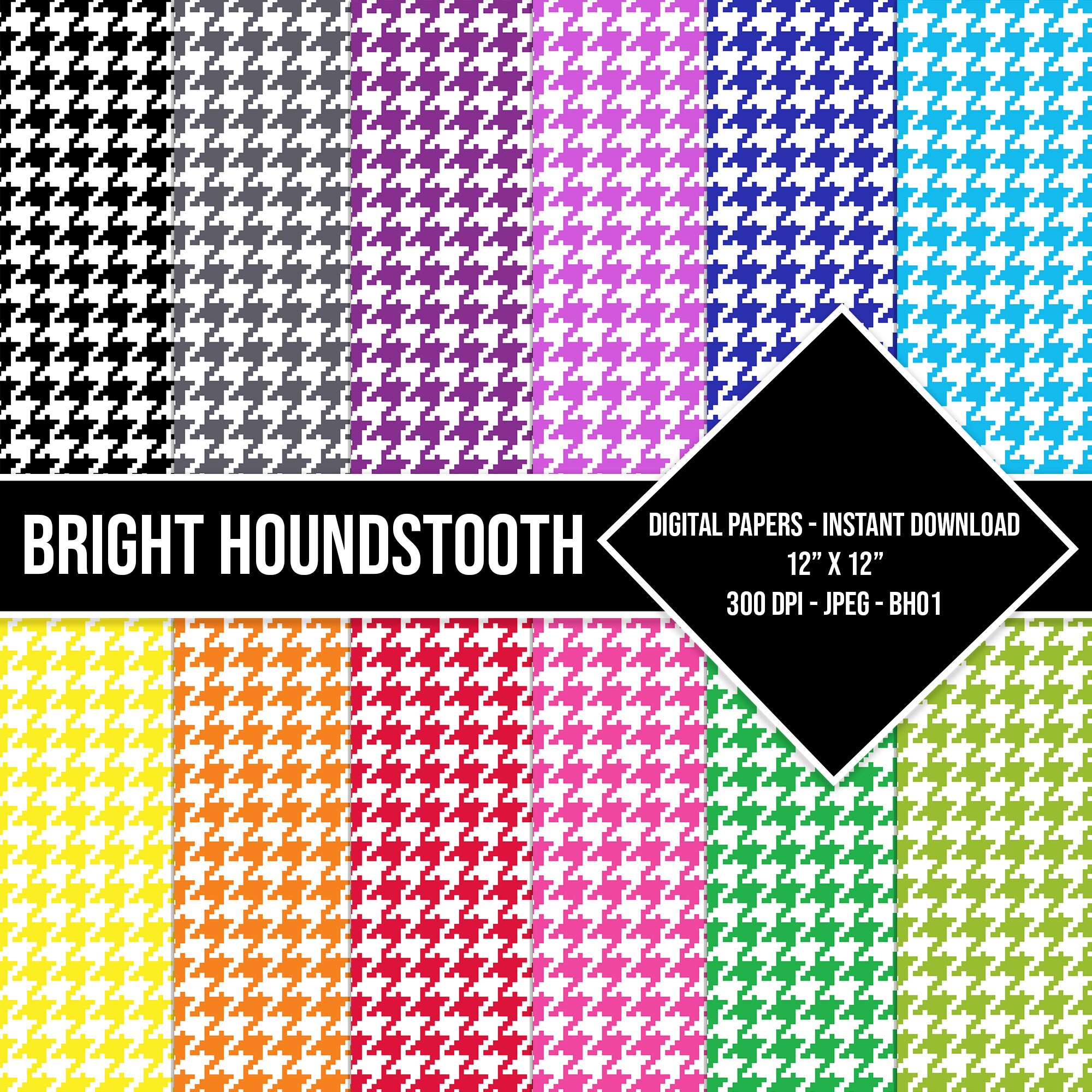 Houndstooth Digital Paper Houndstooth Seamless Pattern - Etsy France
