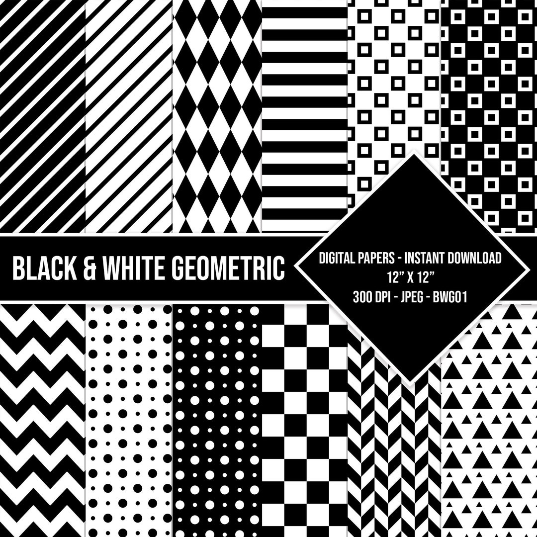 Black & White Digital Paper Seamless Pattern Basic Digital Paper ...