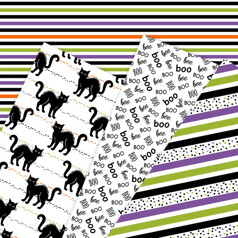 Boo Halloween Digital Papers Spooky Wheee Ghost Pumpkin Seamless ...