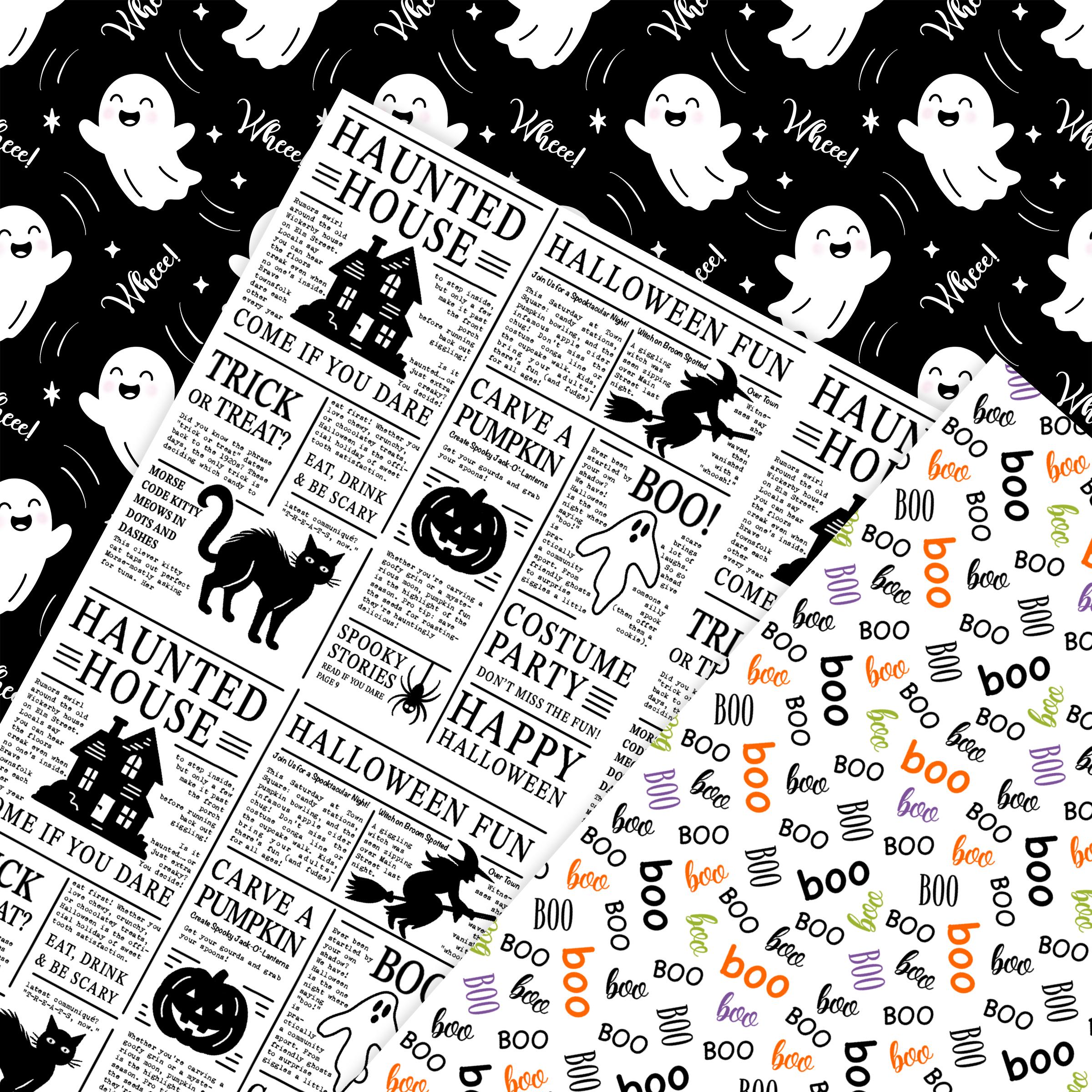 Boo Halloween Digital Papers Spooky Wheee Ghost Pumpkin Seamless ...