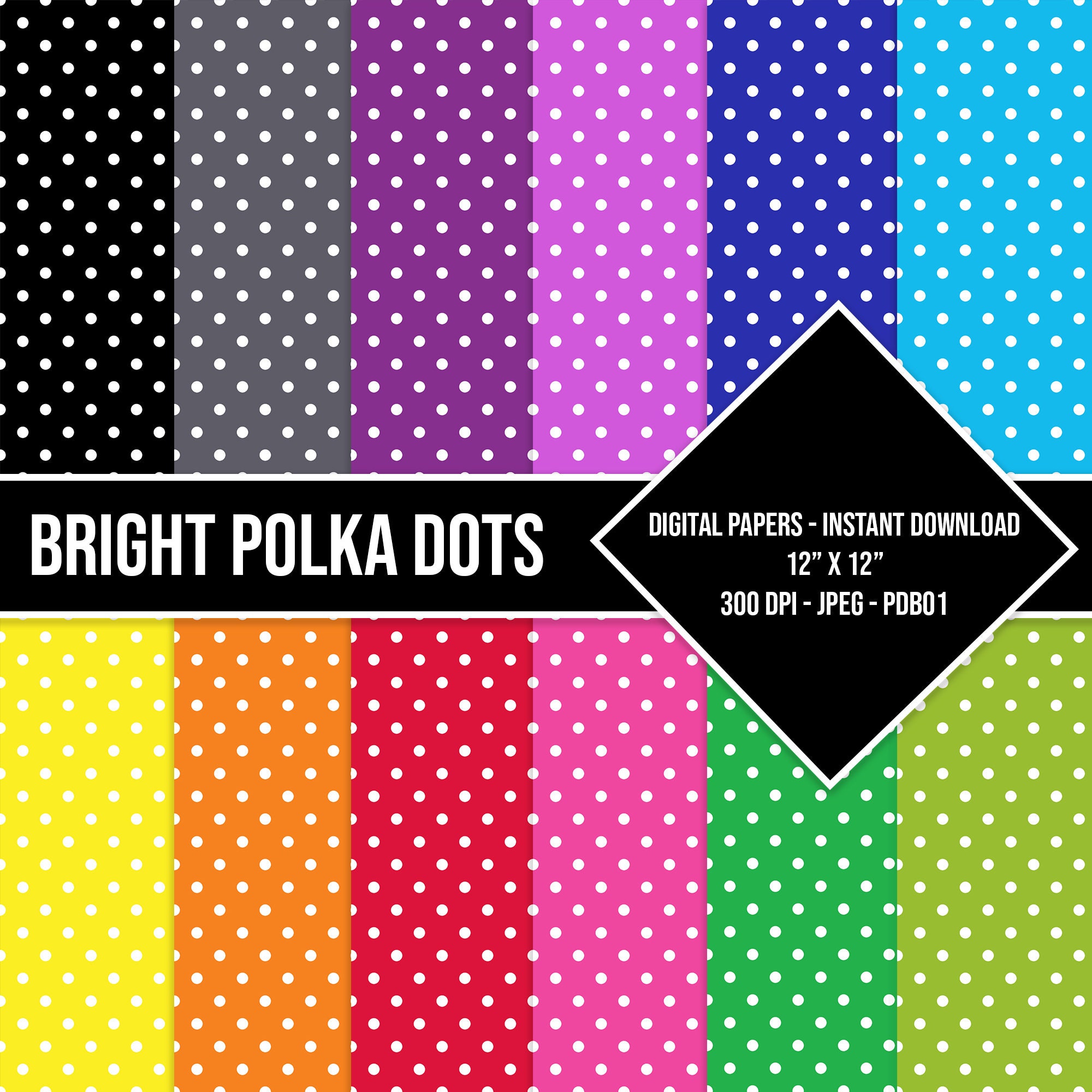 Bright Polka Dots Digital Paper Rainbow Polka Dots Seamless - Etsy