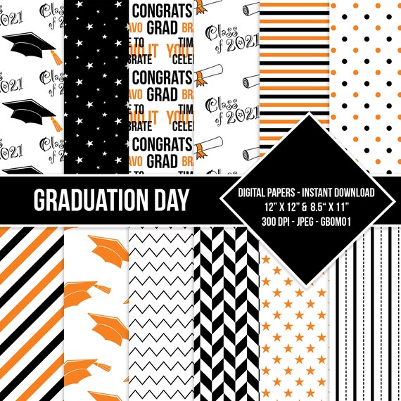 Graduation Day Digital Paper Seamless Pattern Class of 2021 - Etsy