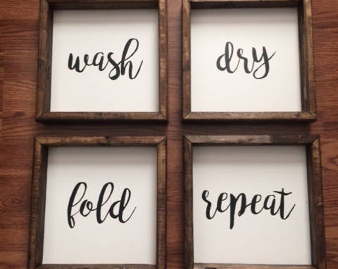 Wash Dry Fold Repeat Laundry Room Sign, Laundry Room Decor, Wash Dry ...