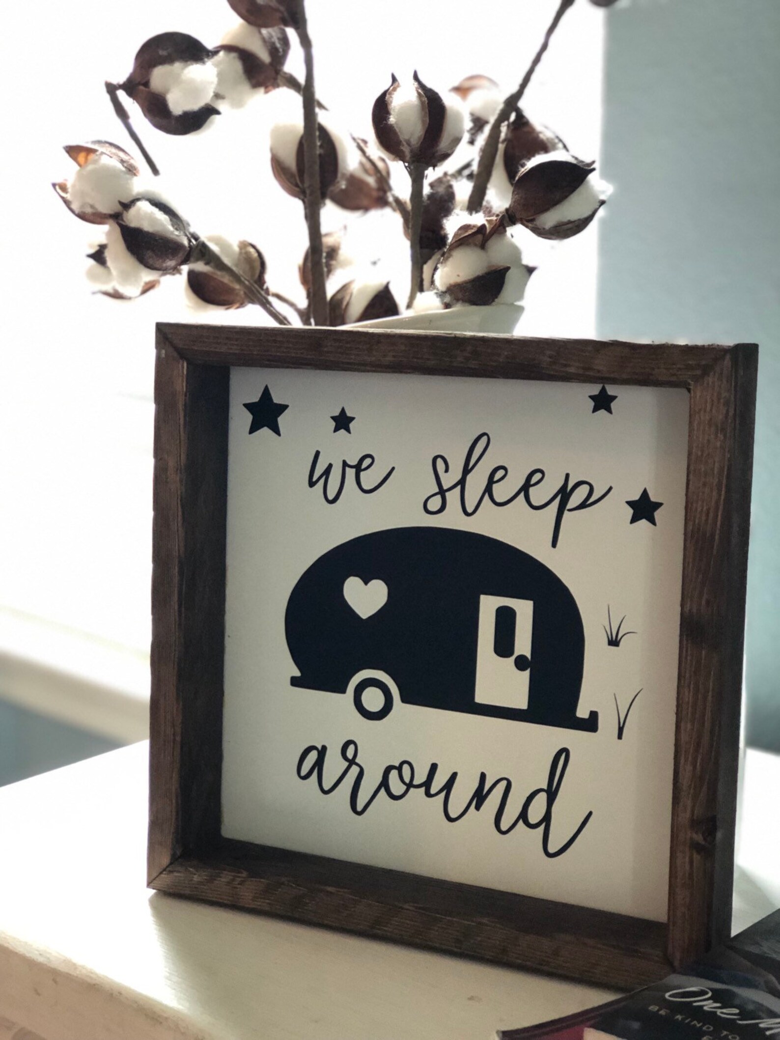 Camper Decor Camper Sign We Sleep Around Camping Sign Rv | Etsy