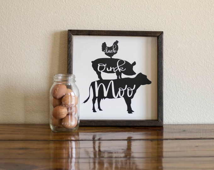 Farmhouse Animal Sign, Chicken Pig Cow Sign - Etsy