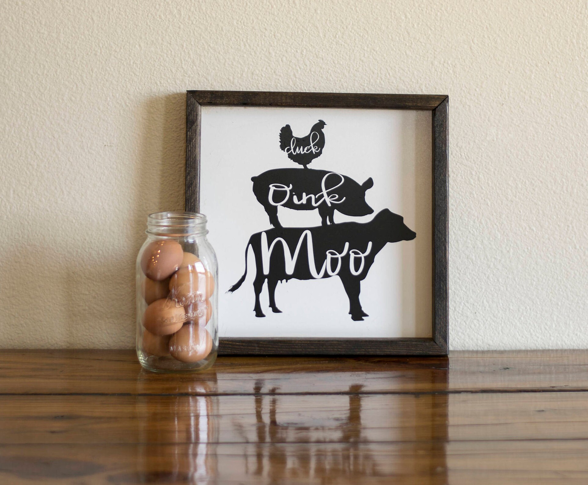 Farmhouse animal sign Chicken pig cow sign | Etsy