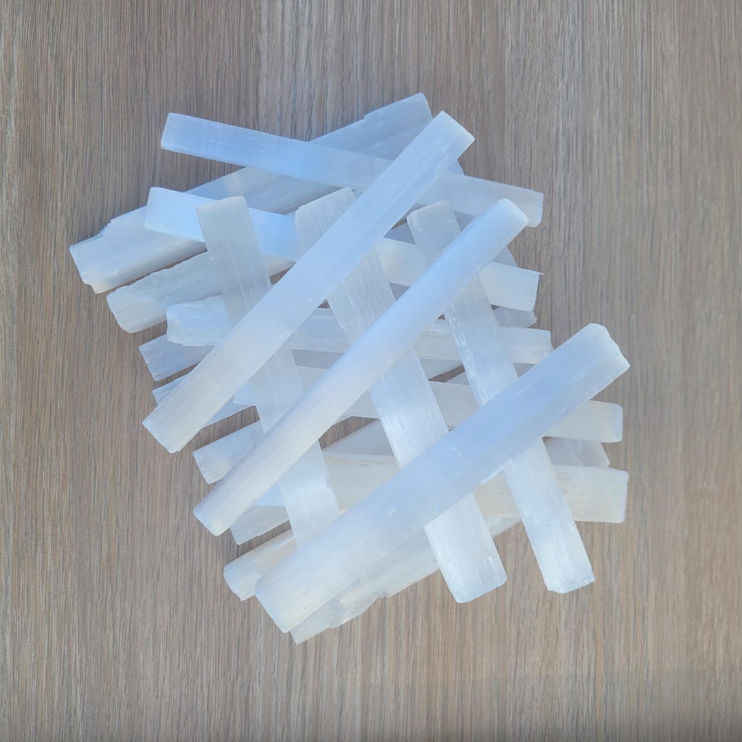 Selenite Natural Wand, BULK Natural Sticks, 15 Cm Selenite Crystal ...