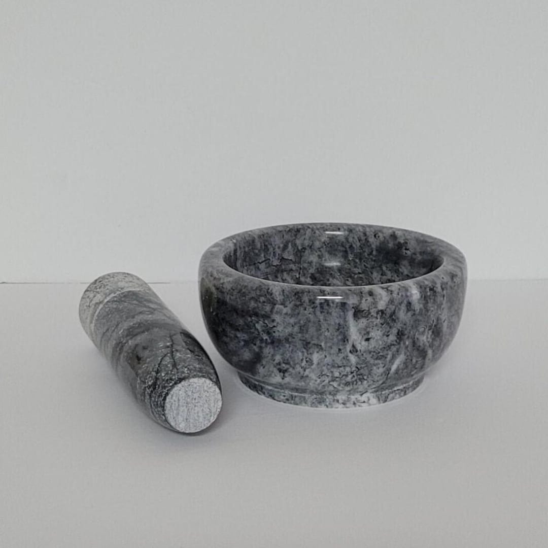 Marble Mortar Pestle, Gorgeous Hand Polished, Great Tool for Grinding ...