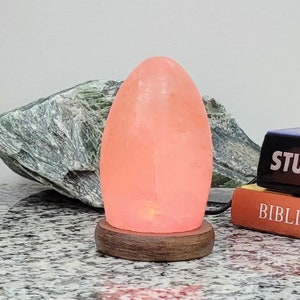 Salt Lamp, Egg Shape, Wood Base, Pink Salt Lamp, Multi Color Leds With ...
