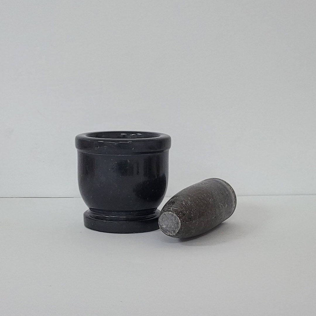 Black Mortar Pestle, Gorgeous Hand Polished Jet, Great Tool for ...