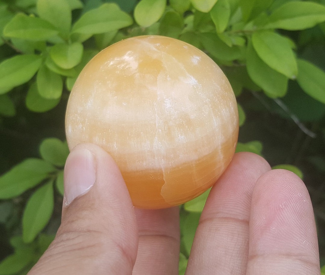 Calcite Crystal Sphere | Orange Crystal Ball | Housewarming Gift ...
