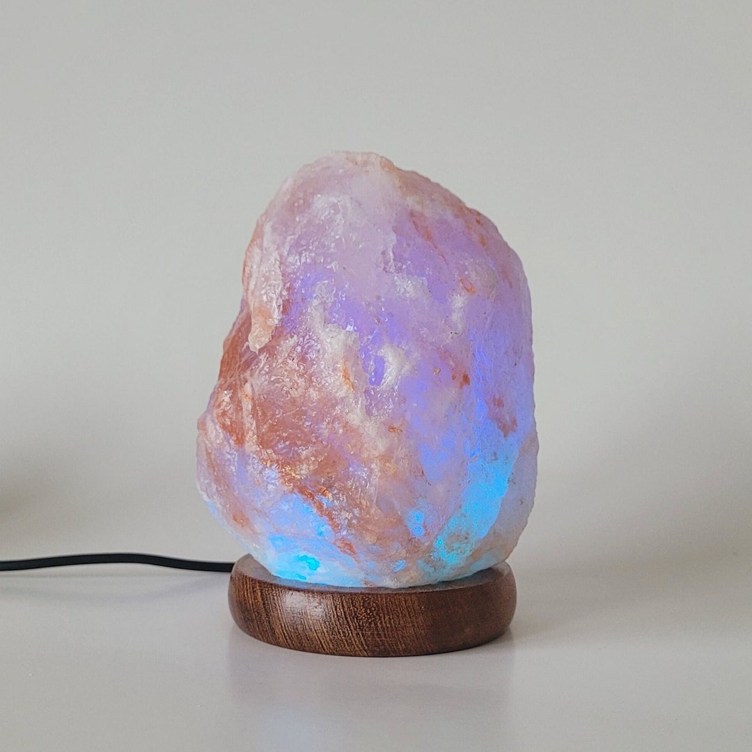 Himalayan Salt USB Lamp | Real Wood Base | Pink Salt Crystals | Multi ...