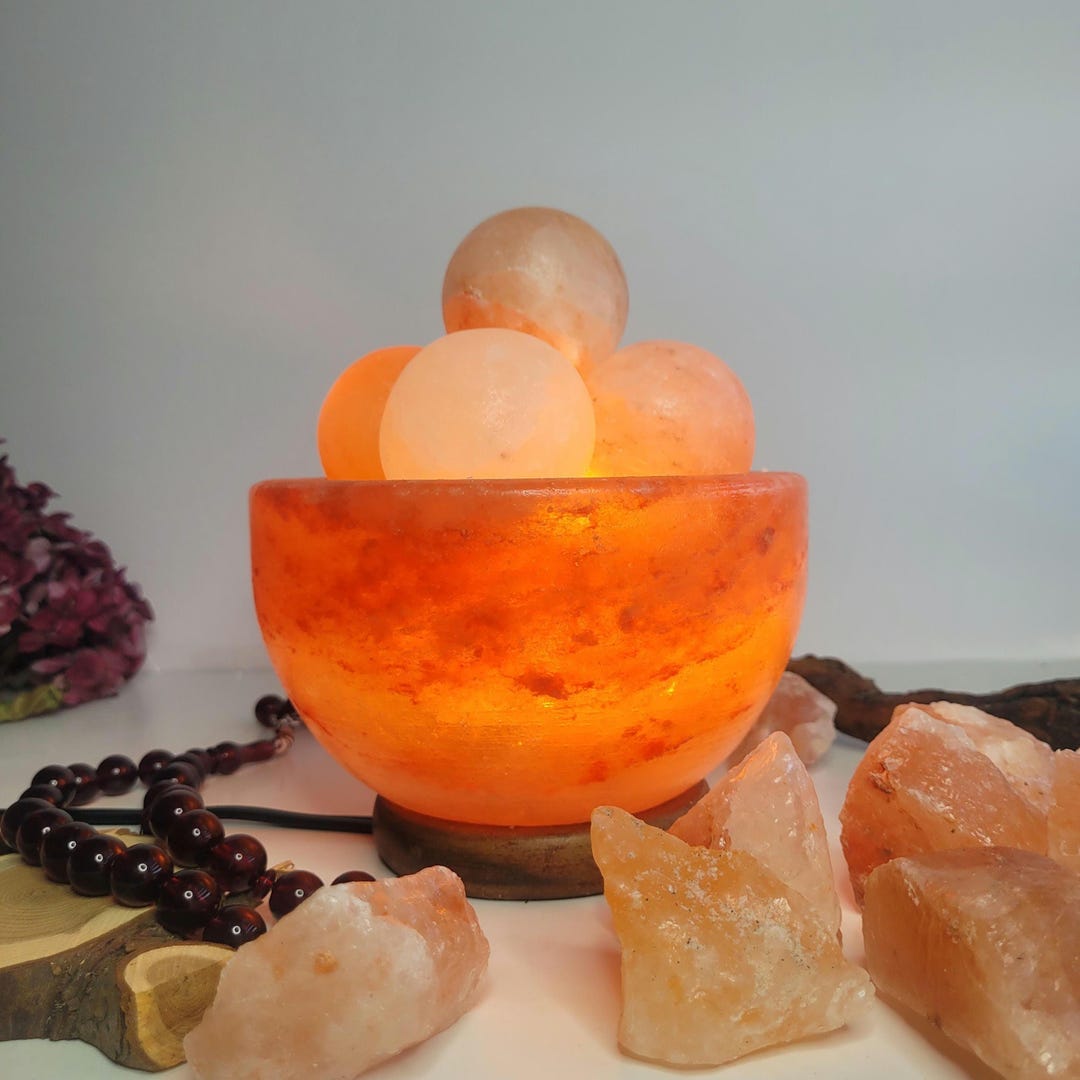 Salt Lamp | Bowl Shape | Prosperity Bowl, Fire Bowl With Massage Balls ...