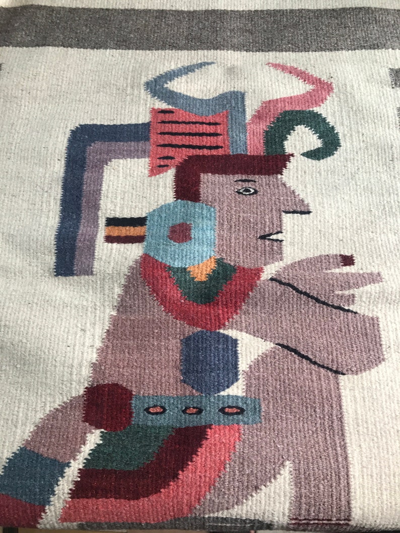 Vintage Wool Weaving- Aztec Seated Figure - Etsy