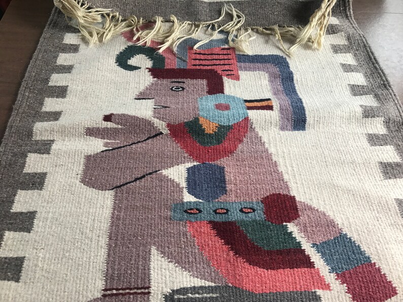 Vintage Wool Weaving- Aztec Seated Figure - Etsy