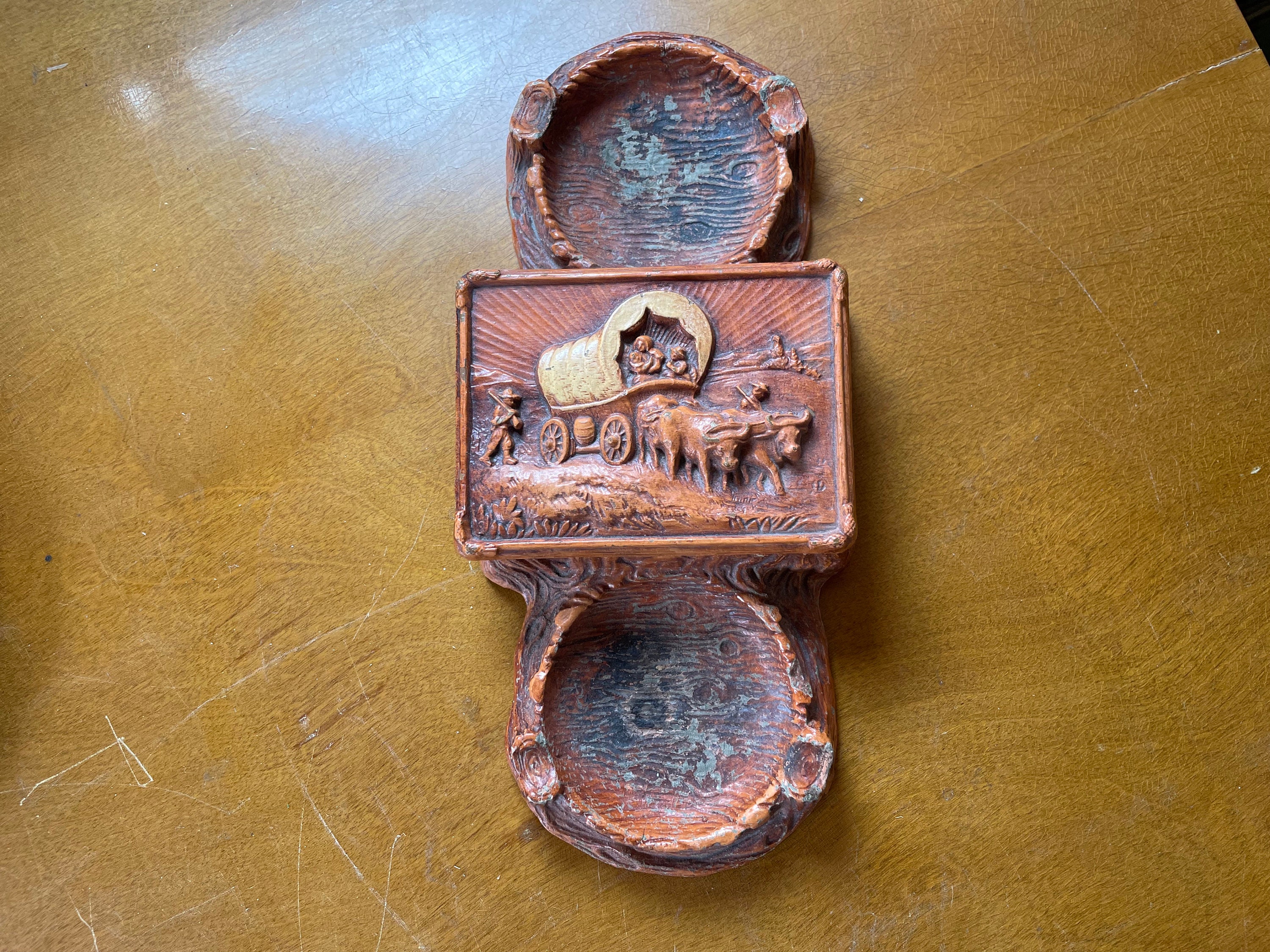 1955 Wood Western Ashtray and Cigarette Box by Multi Products Inc - Etsy