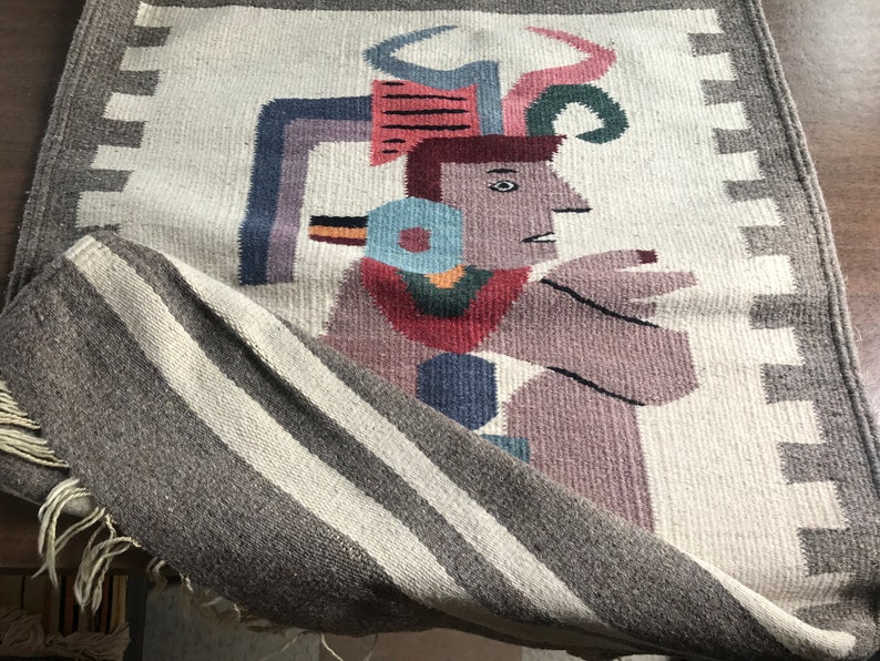 Vintage Wool Weaving- Aztec Seated Figure - Etsy