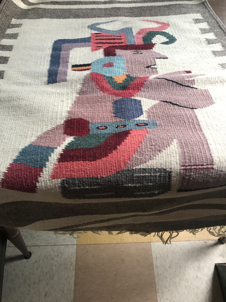 Vintage Wool Weaving- Aztec Seated Figure - Etsy