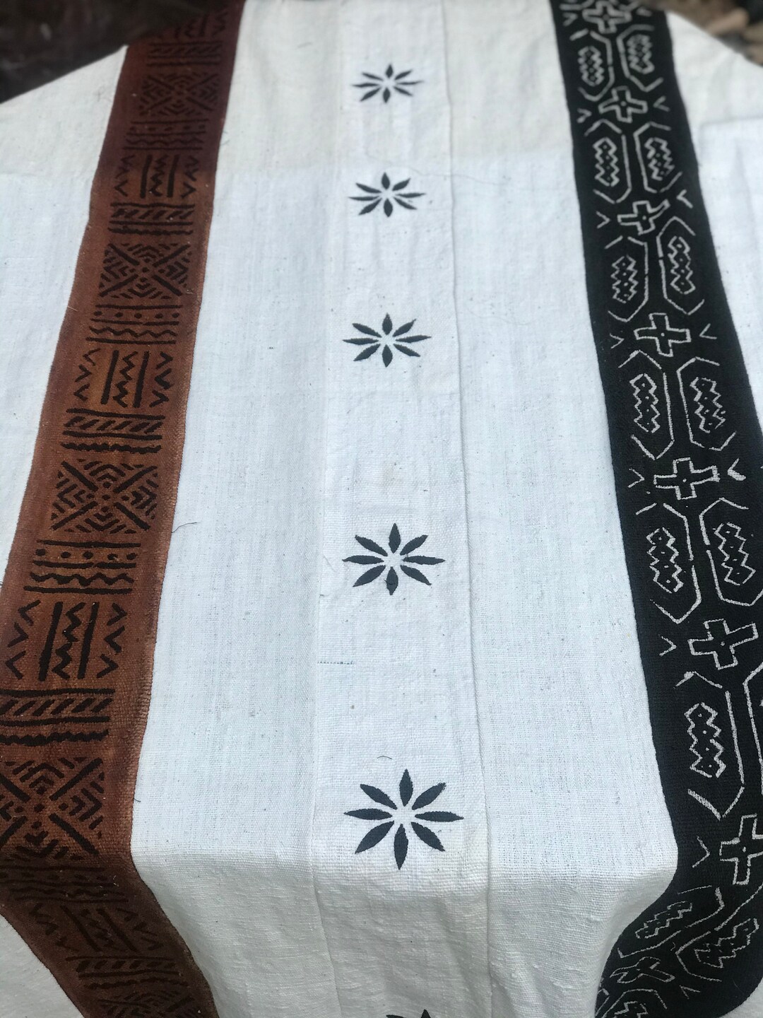 Authentic Mud Cloth bogolan Throw or Table Cloth White, Black, Rust F42 ...