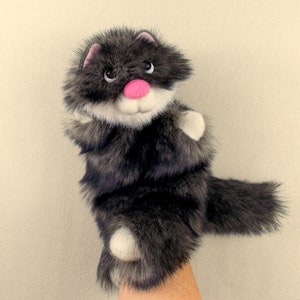 Fluffy Cat Hand Puppet. Gray Cat Puppet for Children's - Etsy