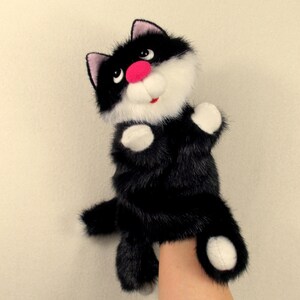 Black Cat Hand Puppet for Home Theater. Marionette Puppet. Animal Glove ...