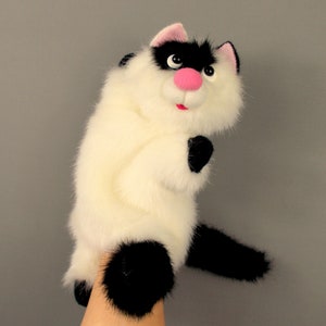 White Black Cat Hand Puppet for Home Theater. Puppet Glove - Etsy