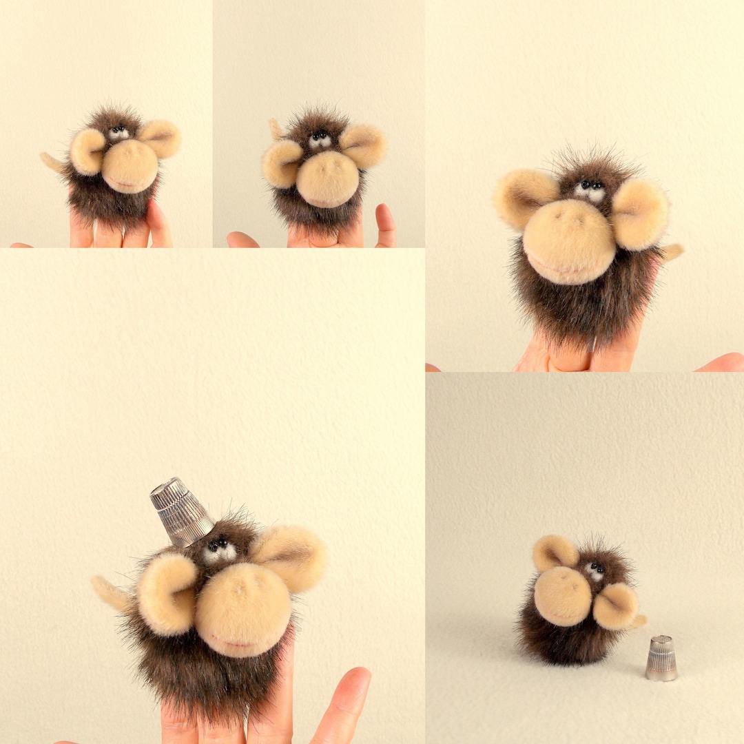 Little Furry Monkey. Tiny Soft Toy. Plush Brown Monkey Finger - Etsy