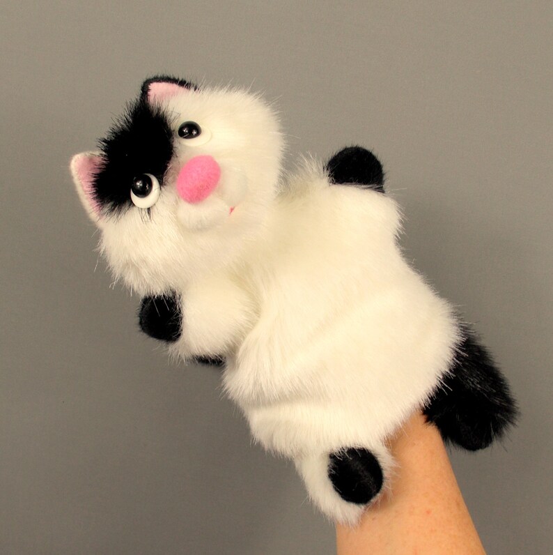 Hand Puppet for Little Hand White Kitten With a Black Speck. - Etsy