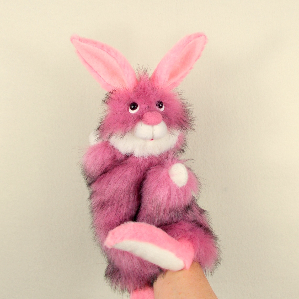 Rabbit Pink hand puppet glove. Plush rabbit for home puppet | Etsy