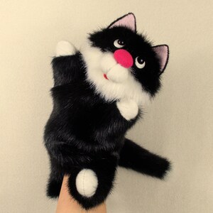 Black Cat Hand Puppet for Home Theater. Marionette Puppet. Animal Glove ...