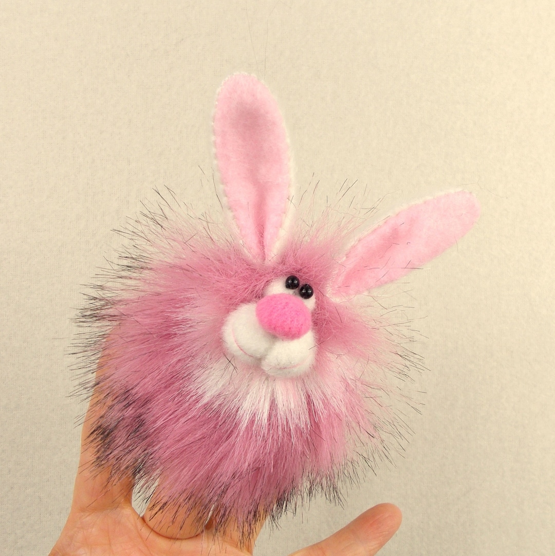 Plush Pink Rabbit Finger Puppet. Little Puppet Bunny for Finger Theater ...
